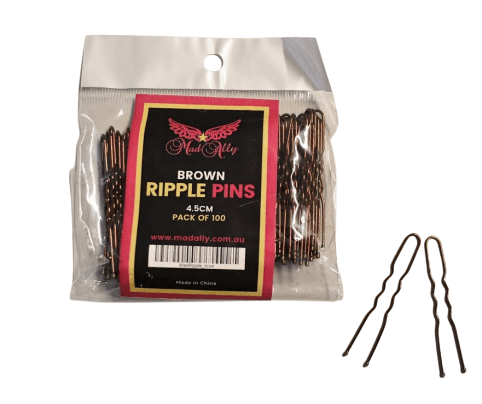 Ripple Bun Pins 4.5cm - Brown - 100pk - Spangles Dancewear